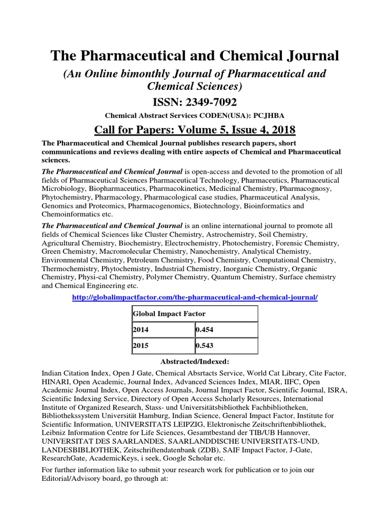 The Pharmaceutical and Chemical Journal | PDF | Pharmacology | Open Access