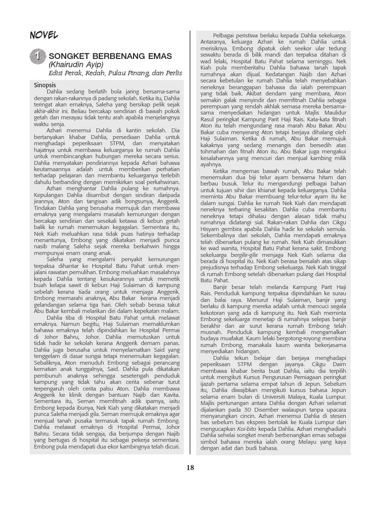 Nota Bestari Komsas Novel Tingkatan 5 PDF | PDF