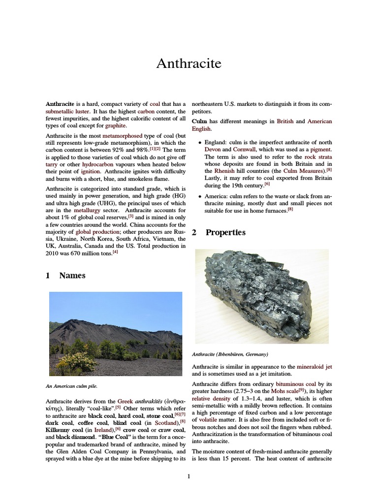 Anthracite: 2 Properties | PDF | Anthracite | Chemical Energy Sources