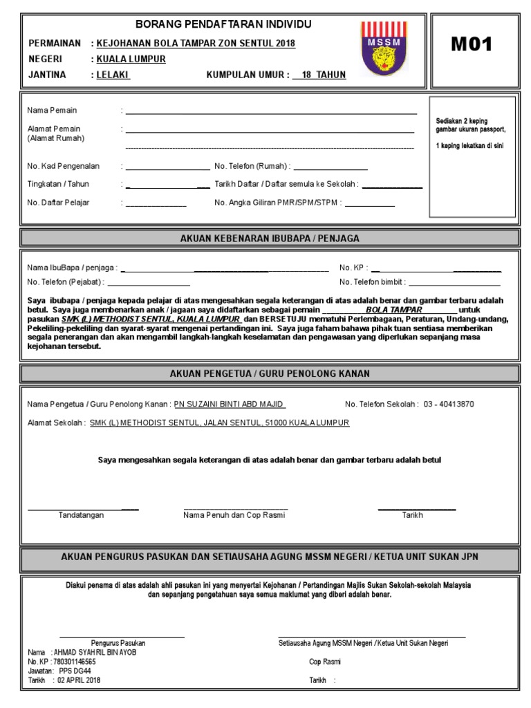 Borang M01 | PDF