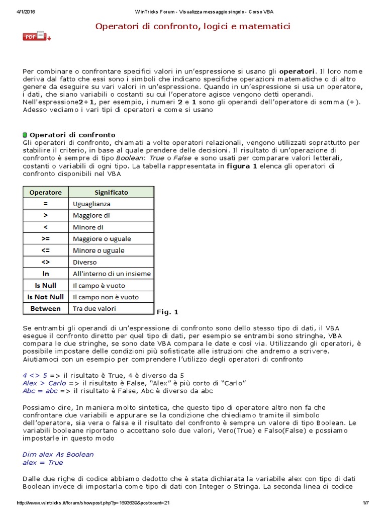 Operatori Logici e Matematici | PDF