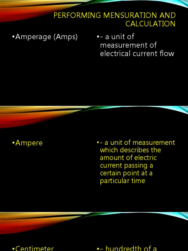 Performing Mensuration and Calculation: - Amperage (Amps) - A Unit of ...