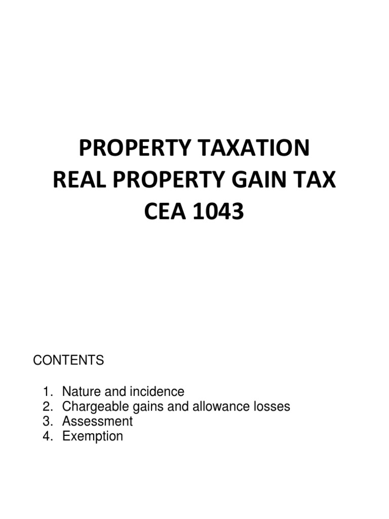 Property Taxation Real Property Gain Tax CEA 1043 | PDF | Expense | Taxes