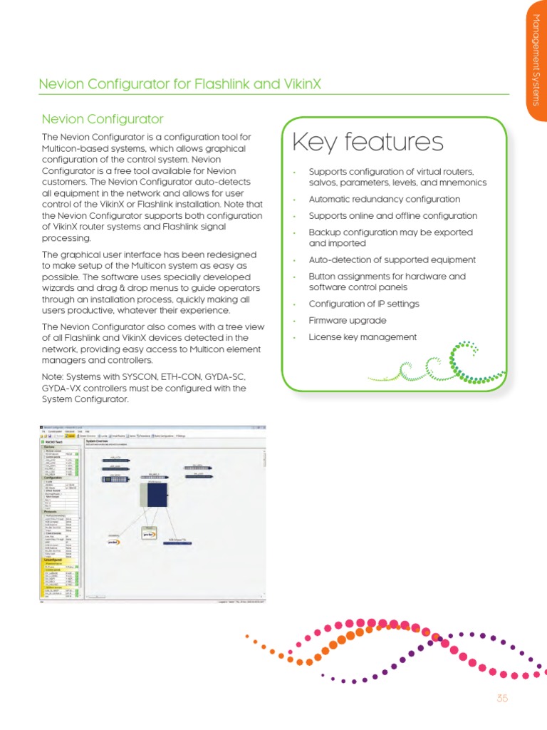 Key Features: Nevion Configurator For Flashlink and Vikinx | PDF