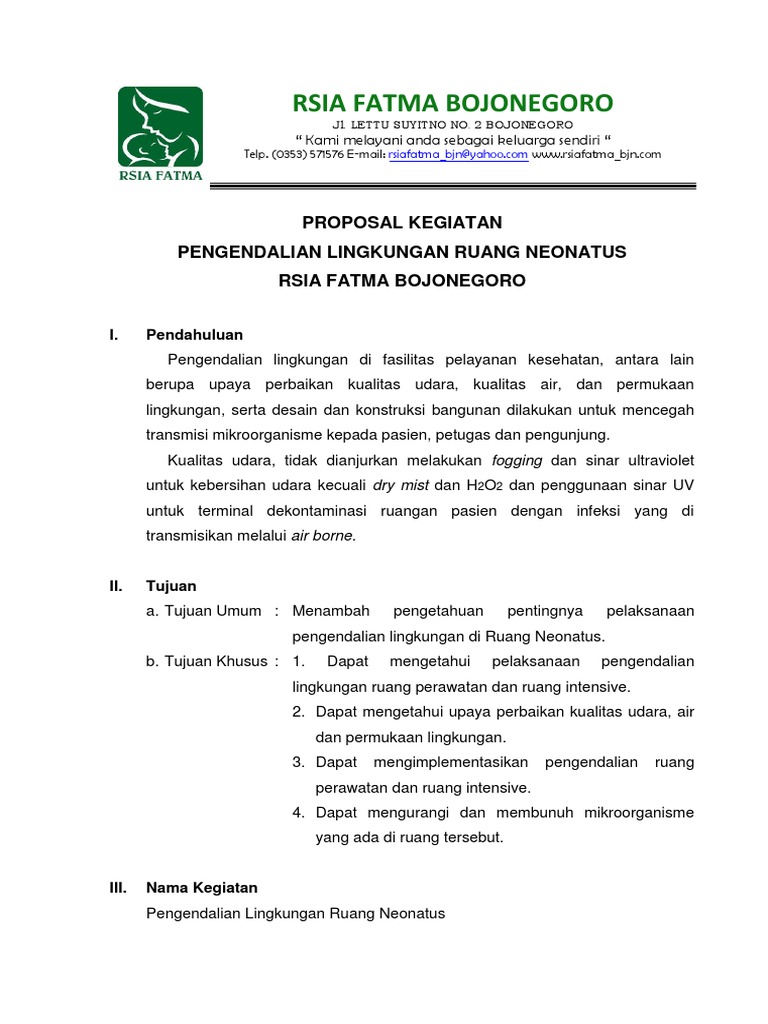 Proposal Dekontaminasi Ruang Neo | PDF