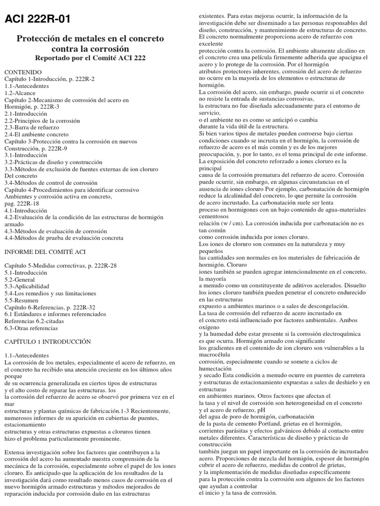 ACI 222R en Español | PDF | Corrosión | Electroquímica