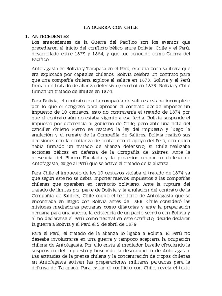 Antecedentes de la Guerra con Chile | PDF | Chile | Perú