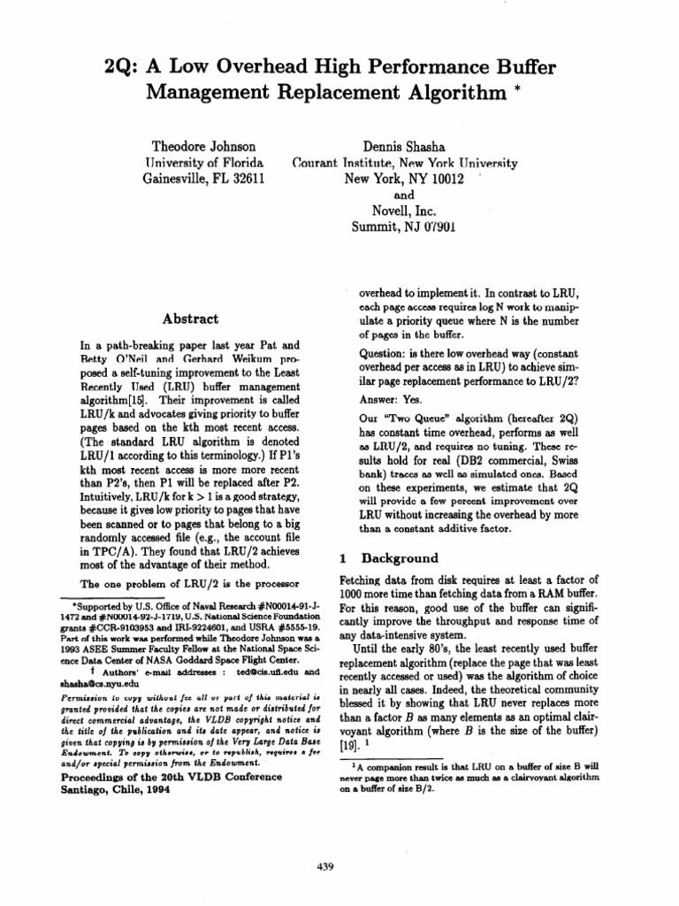 2q A Low Overhead High Performance Buffer Management Replacement Algorithm | PDF | Databases ...