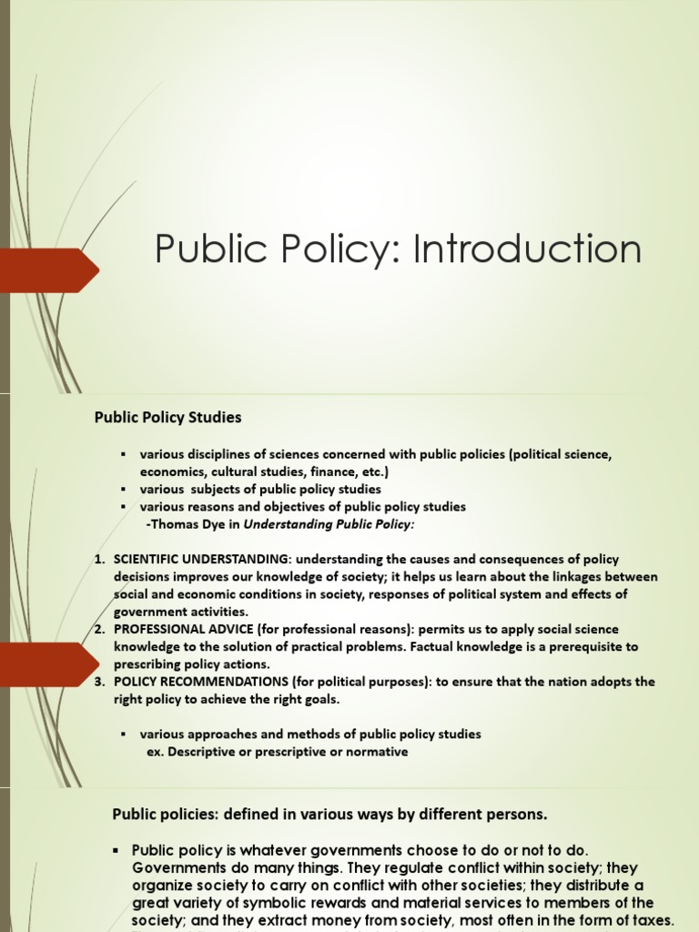 Public Policy An Introduction | PDF | Policy | Public Good