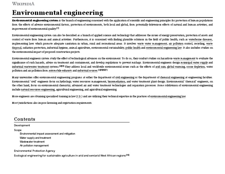 Scope and Impact of Environmental Engineering | PDF | Environmental ...