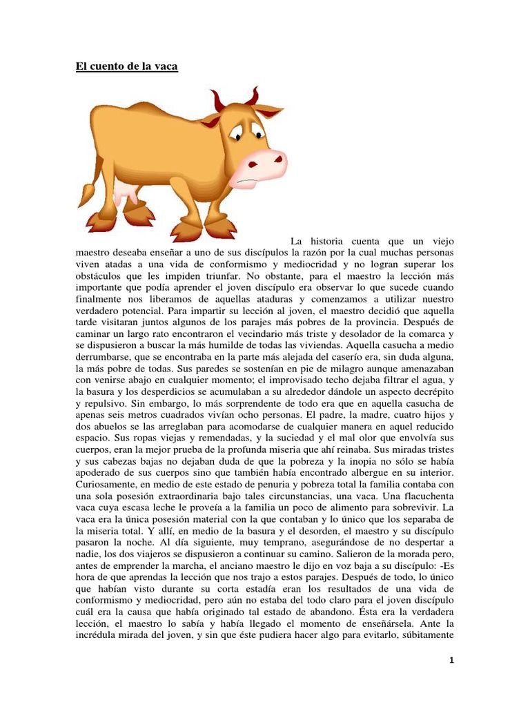El Cuento de La Vaca | PDF | Vacas | Pobreza