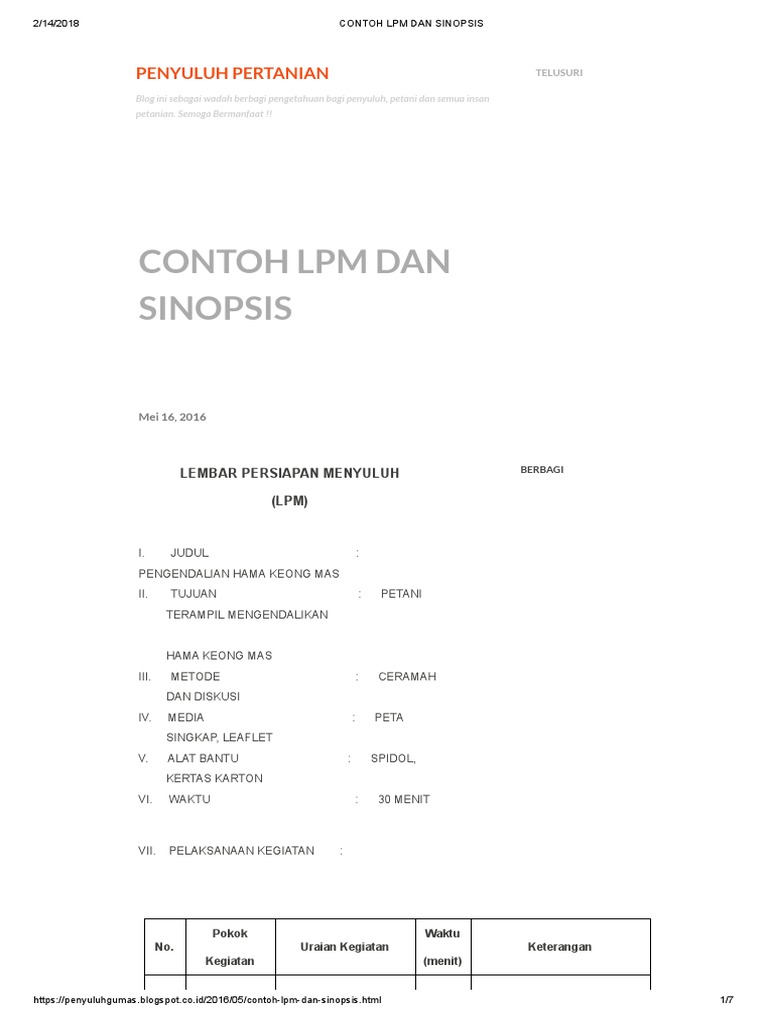 Contoh LPM Dan Sinopsis | PDF