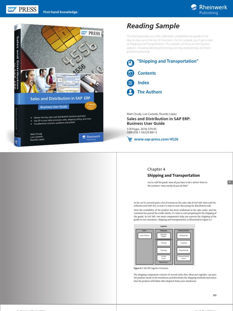 Reading Sample Sappress 1622 Salesandistributioninsaperp PDF | PDF | Delivery (Commerce) | Logistics