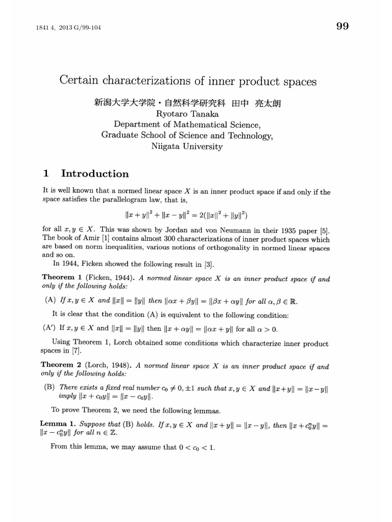 Characterizations: Certain Spaces | PDF | Norm (Mathematics) | Vector Space