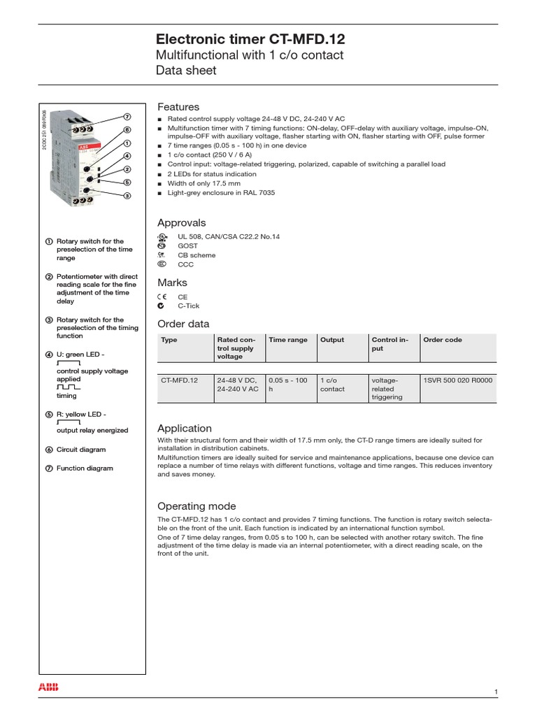 Multifunction Electronic Timer CT-MFD.12 Data Sheet: Technical ...