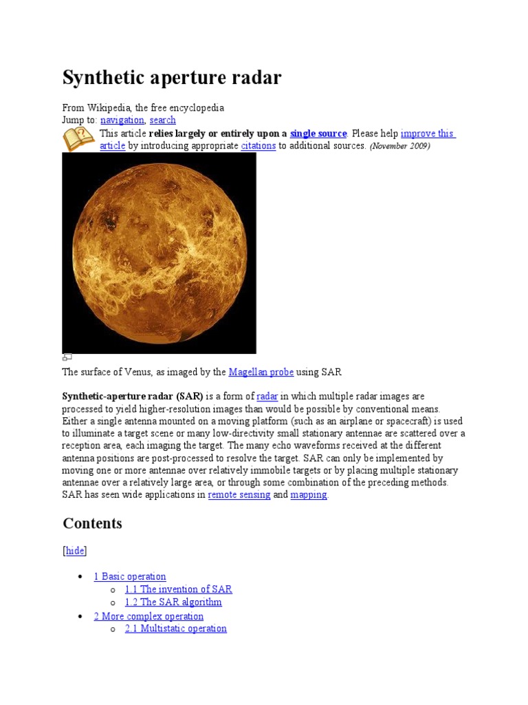 Synthetic Aperture Radar | PDF | Ultra Wideband | Radar