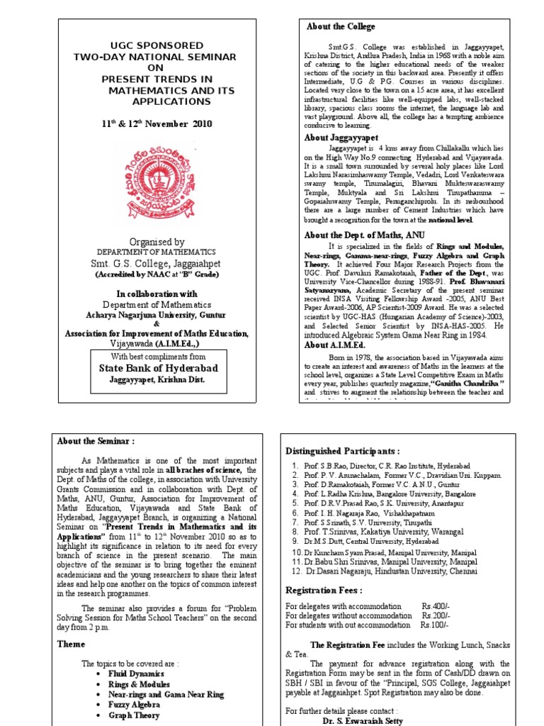 National Seminar on Math Trends 2010 | PDF