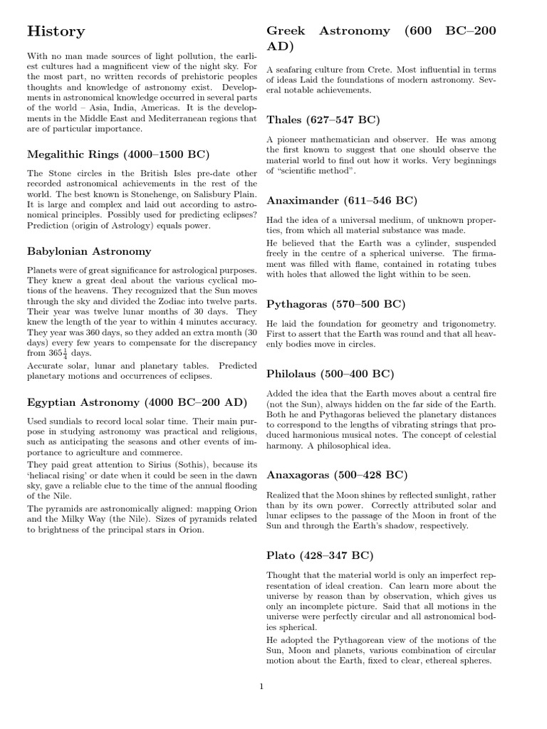 History: Greek Astronomy (600 BC-200 AD) | PDF | Orbit | Planets