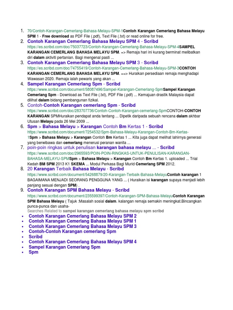 Contoh-Contoh Karangan Cemerlang SPM - Scribd | PDF | Karier & Perkembangan | Seni & Disiplin Bahasa