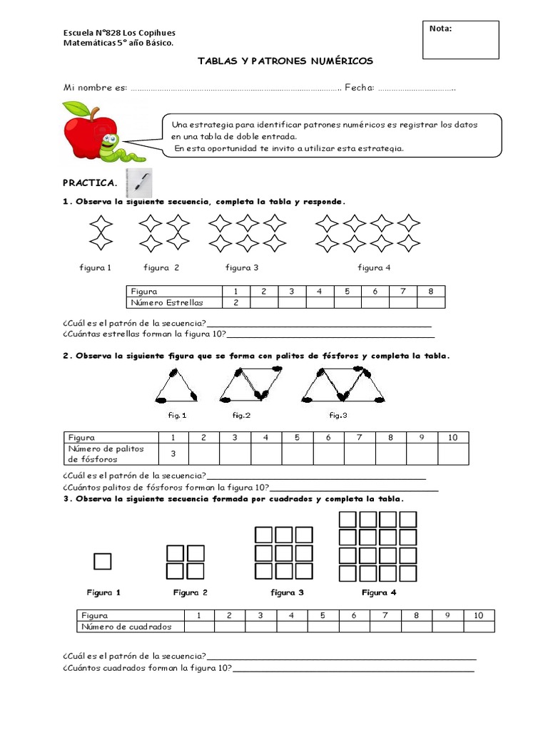 TABLAS-Y-PATRONES-NUMERICOS 5° | Matemáticas | Ocio