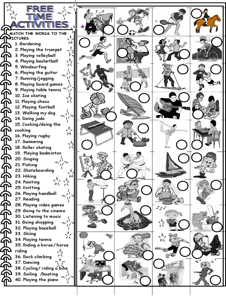 Activities Matching Worksheet | PDF