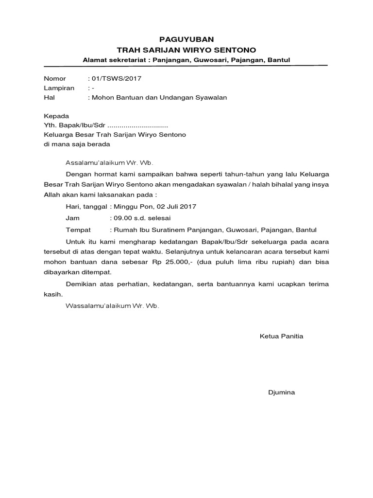 Undangan Syawalan Trah Sarijan 2017 | PDF