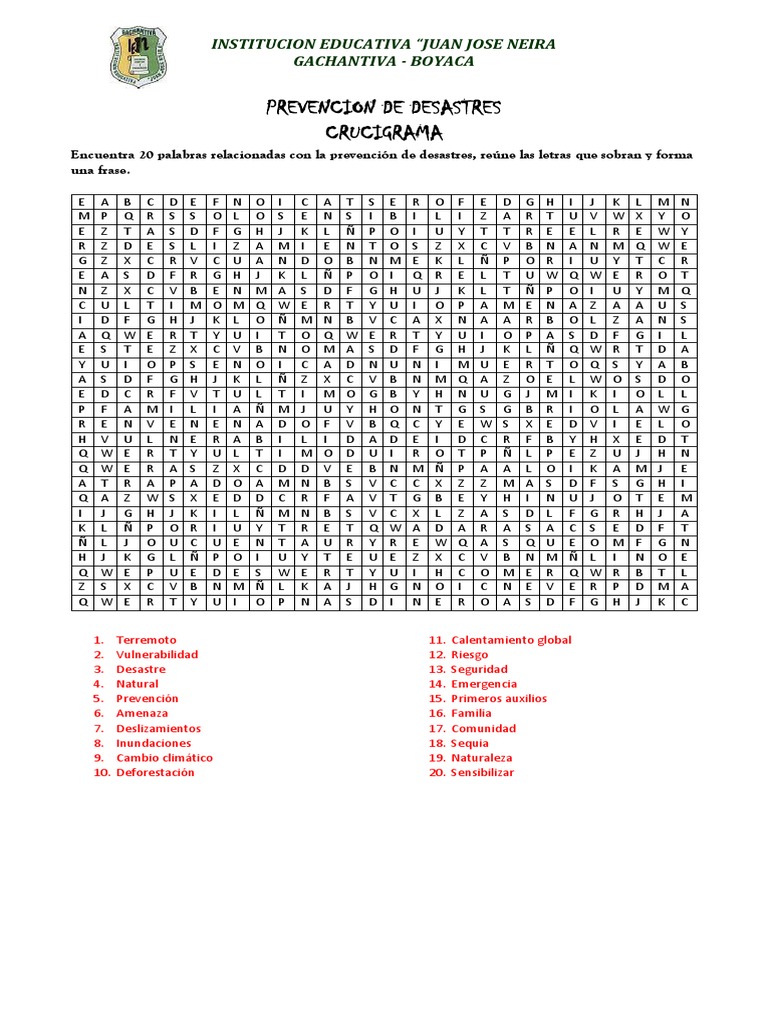 Prevencion de Desastres - Sopa de Letras | PDF | Ajedrez | Juegos y ...