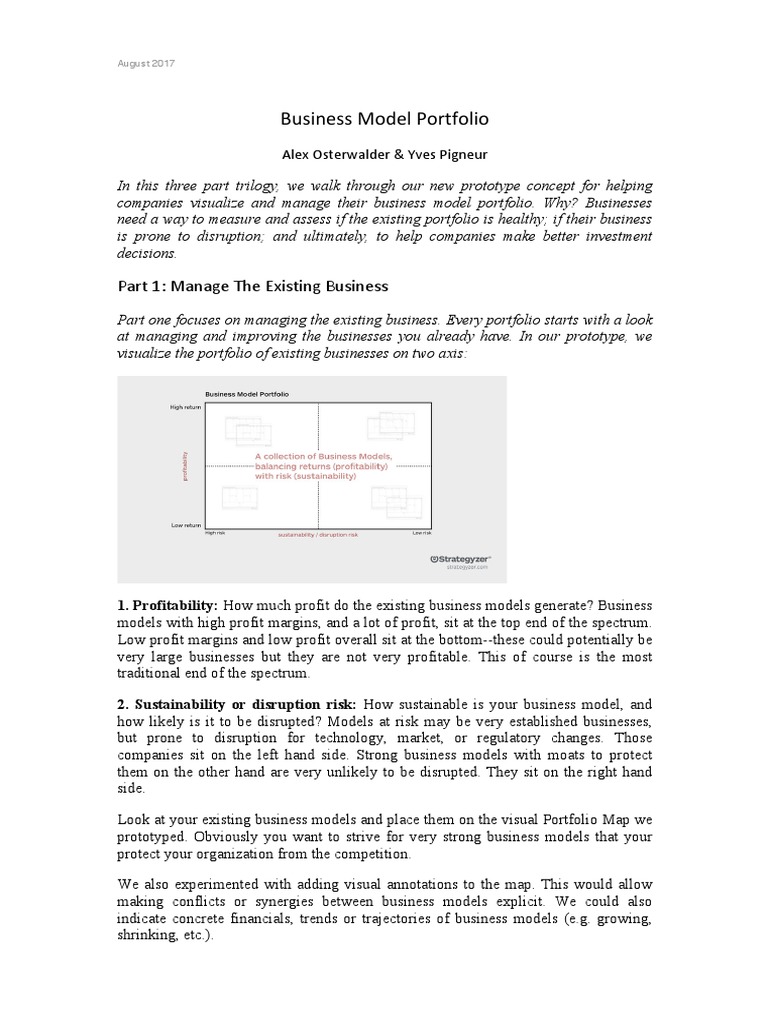 Business Model Portfolio: Part 1: Manage The Existing Business ...
