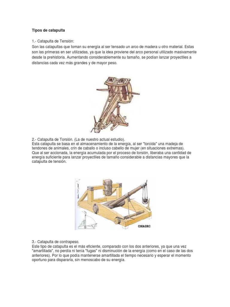 Tipos y características de catapultas | PDF