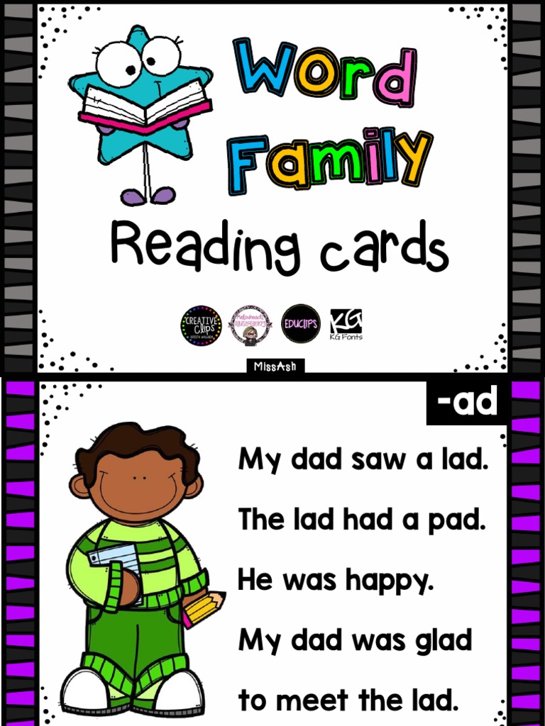 Word Family Reading Cards | PDF | Sports