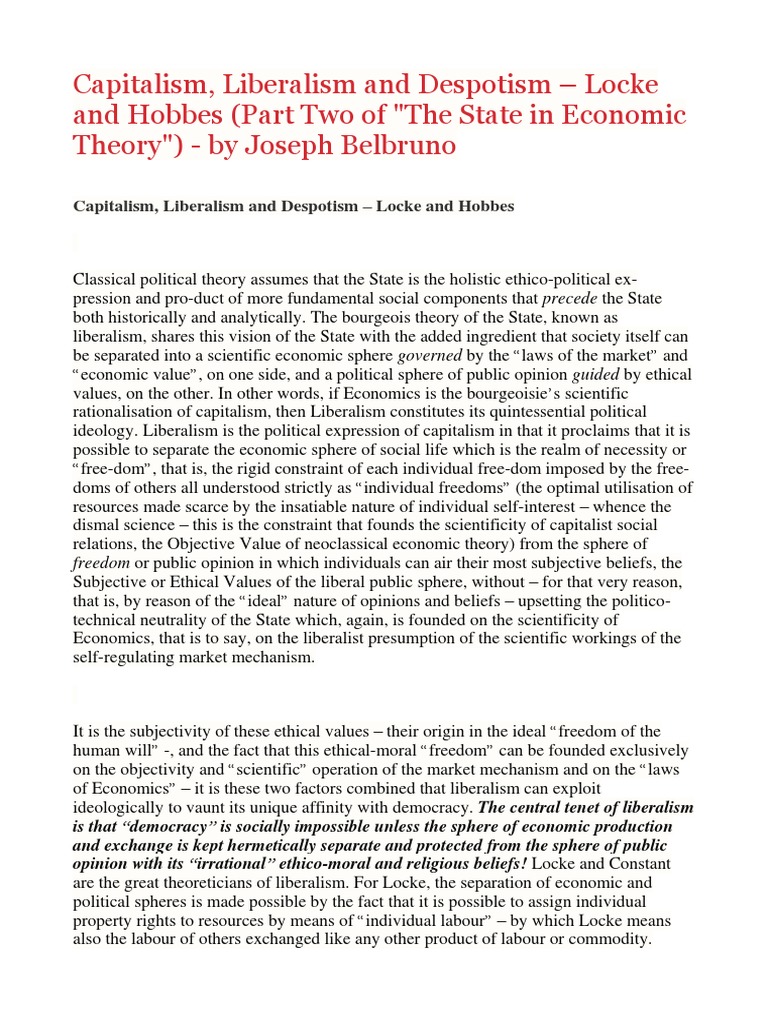Hobbes and Locke | PDF | Liberalism | John Locke