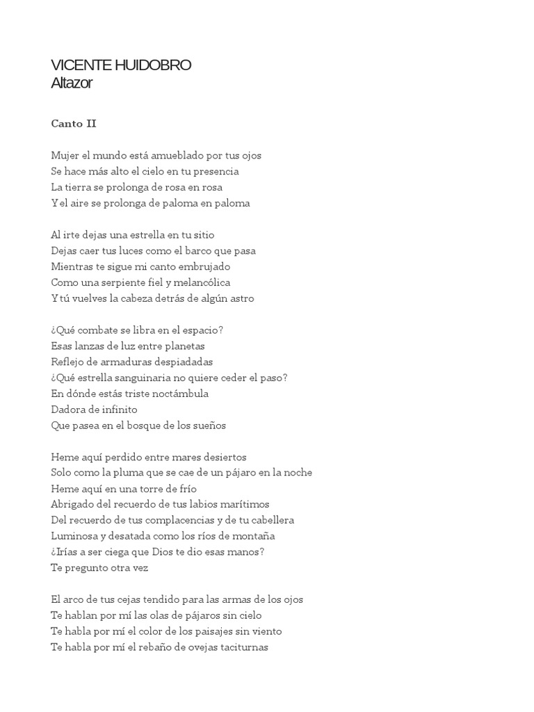 Altazor, Canto II | PDF | Cielo | Naturaleza