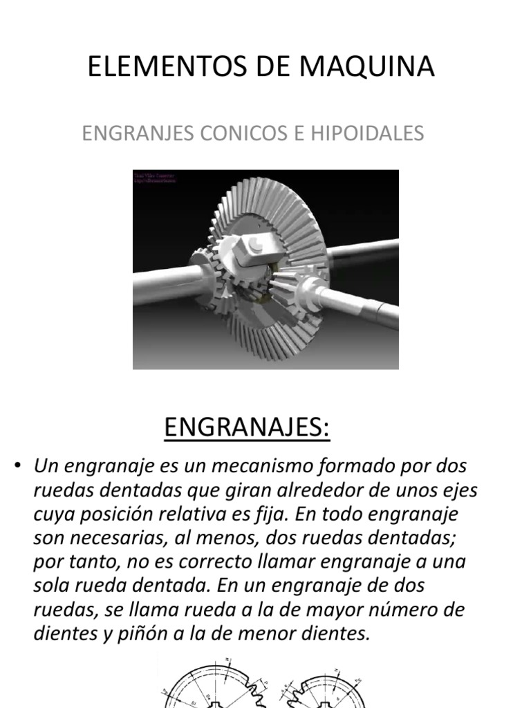 Engranajes Cónicos y Hipoidales: Tipos y Usos | PDF | Engranaje | Eje