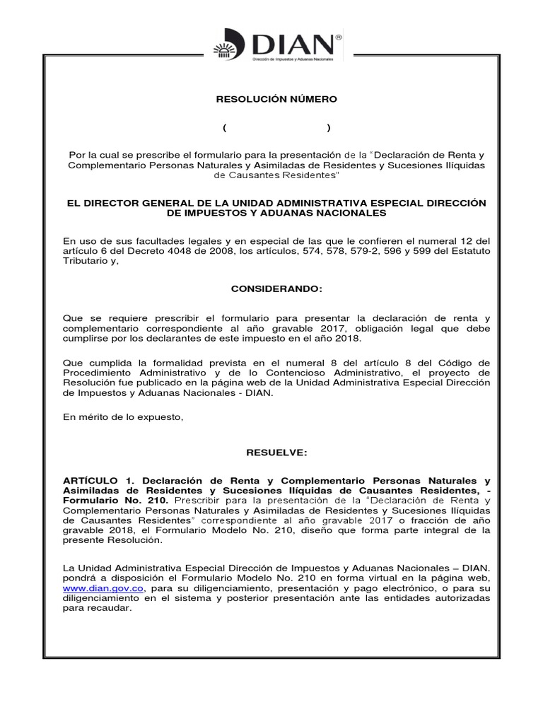 Declaracion de Renta Formato 210 - Unlocked | PDF | Impuesto sobre la ...