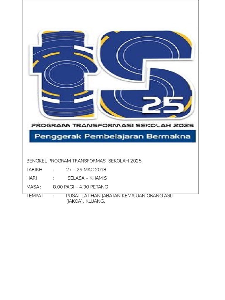 Bengkel Program Transformasi Sekolah 2025 | PDF