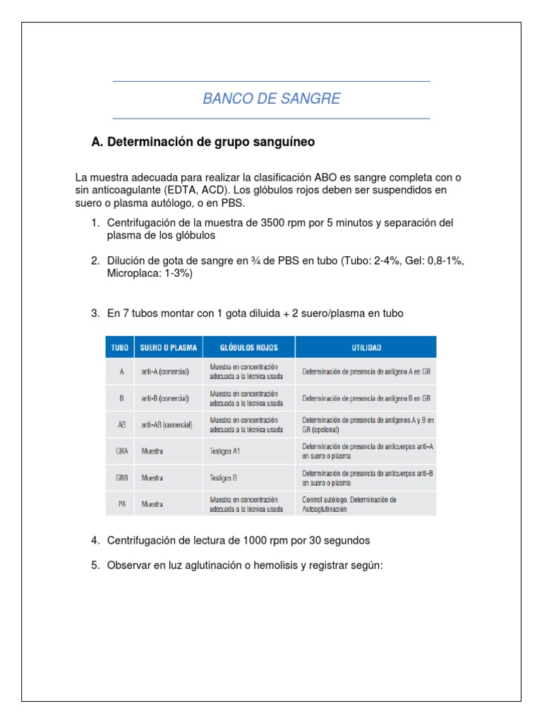 Banco de Sangre. Determinaciones | PDF | Anticuerpo | Tipo de sangre