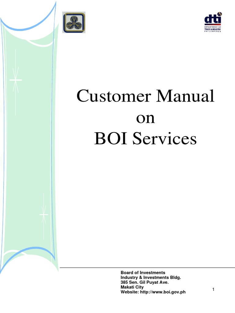 BOI Services Customer Manual Guide | PDF | Invoice | Notary Public