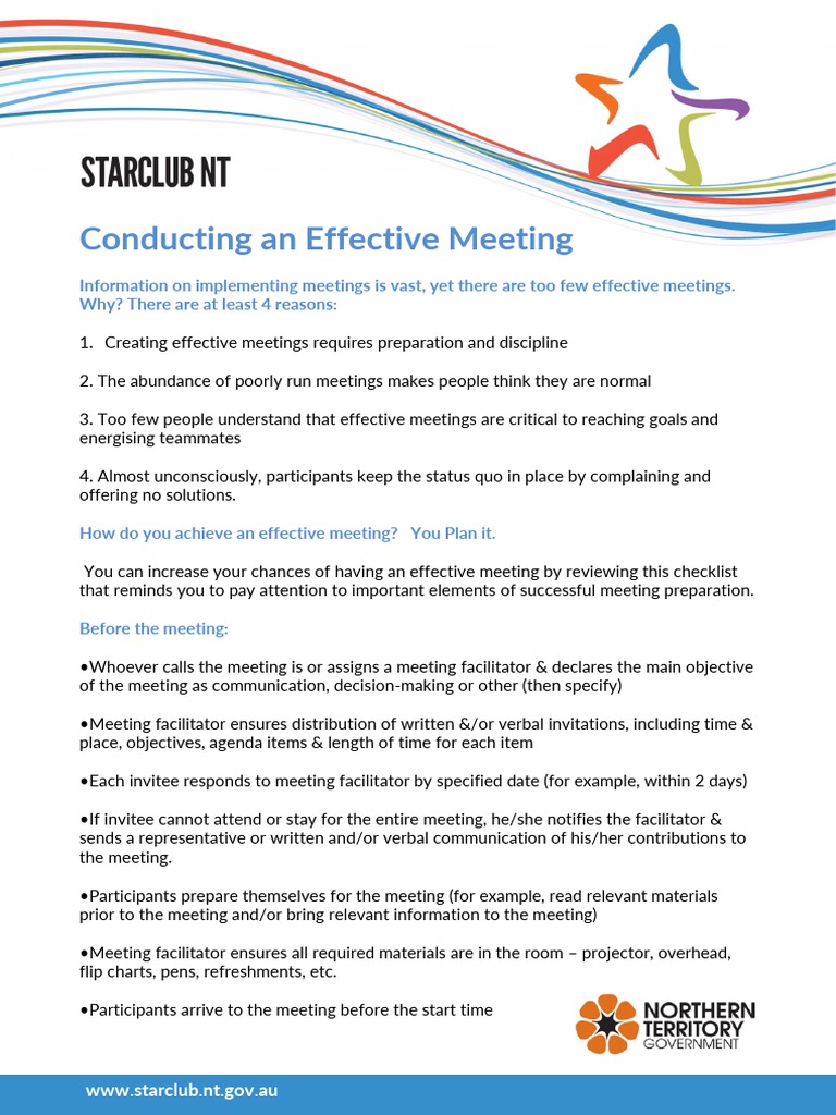 10 Conducting An Effective Meeting | PDF | Facilitator | Consensus ...