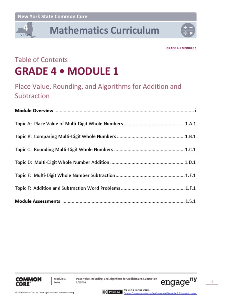 4th Grade Engage NY Module 1 | PDF | Common Core State Standards ...