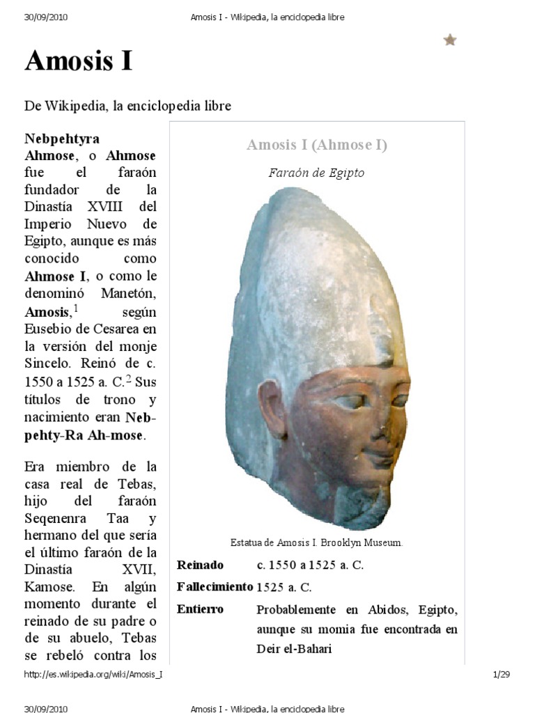 Amosis I - Expulsor de Los Hicsos | Dinastías del antiguo Egipto ...