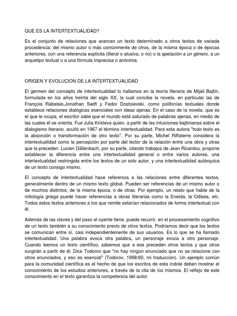Que Es La Intertextualidad - Tipos | PDF | Intertextualidad | Comunicación humana