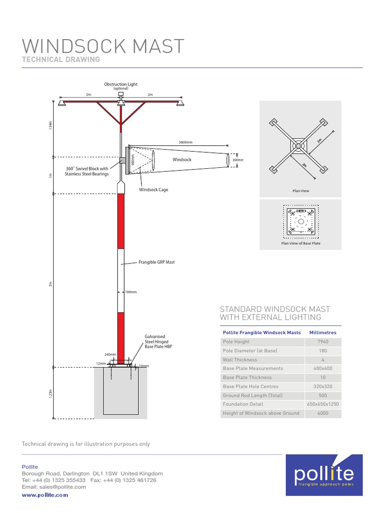 Pollite Windsock Mast Technical Drawing | PDF | Nature