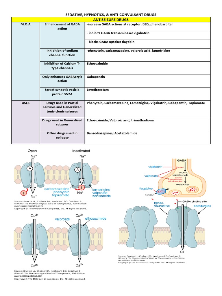 Antiseizure, Sedative & Hypnotics | PDF | Benzodiazepine | Drugs Acting On The Nervous System