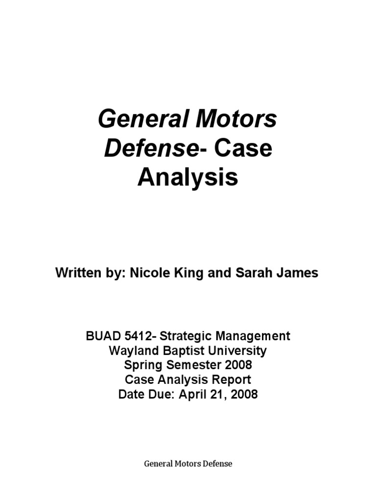 General Motors Defense-Case: Analysis | Download Free PDF | General ...