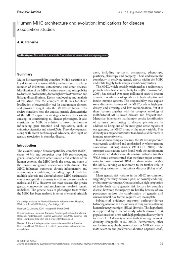 Human MHC Architecture and Evolution: Implications For Disease ...