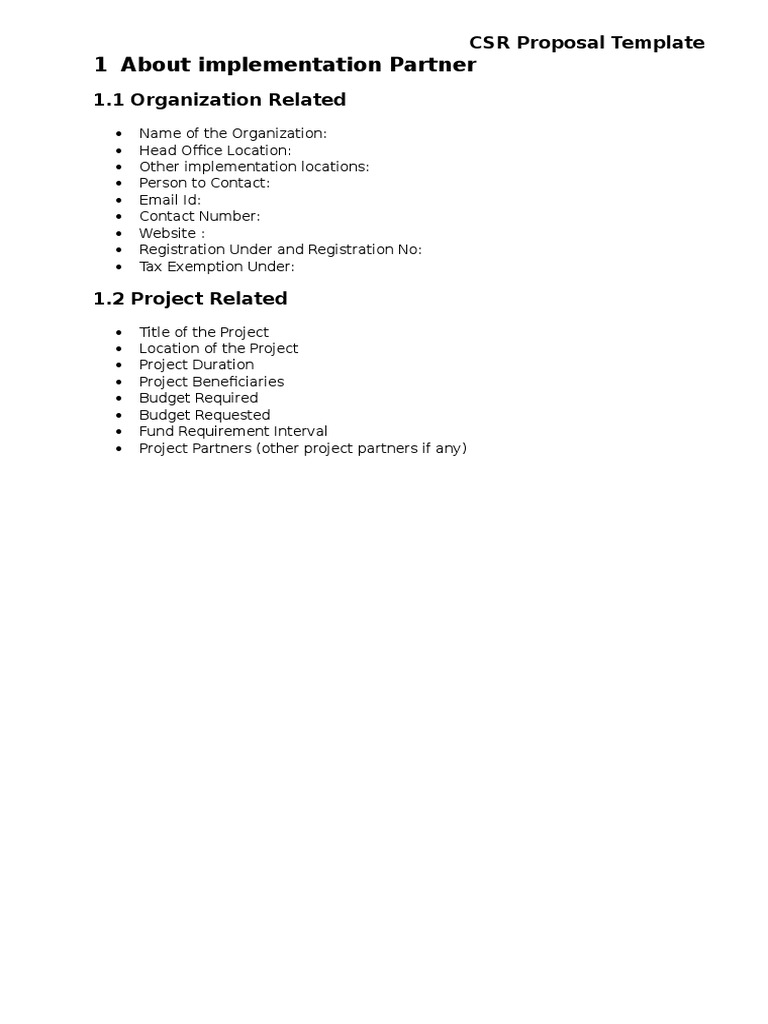 Csr Proposal Template Pdf Corporate Social Responsibility Trust Law