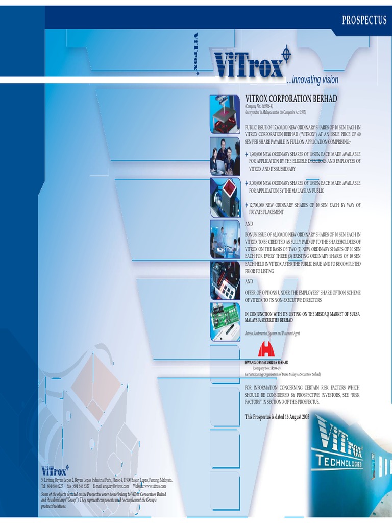 Vitrox - IPO Prospectus Compiled | PDF | Initial Public Offering | Securities (Finance)