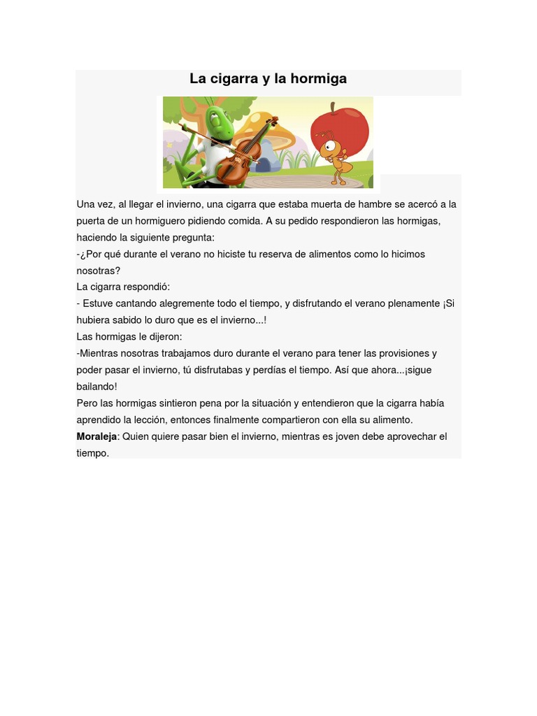 La Cigarra y La Hormiga | PDF