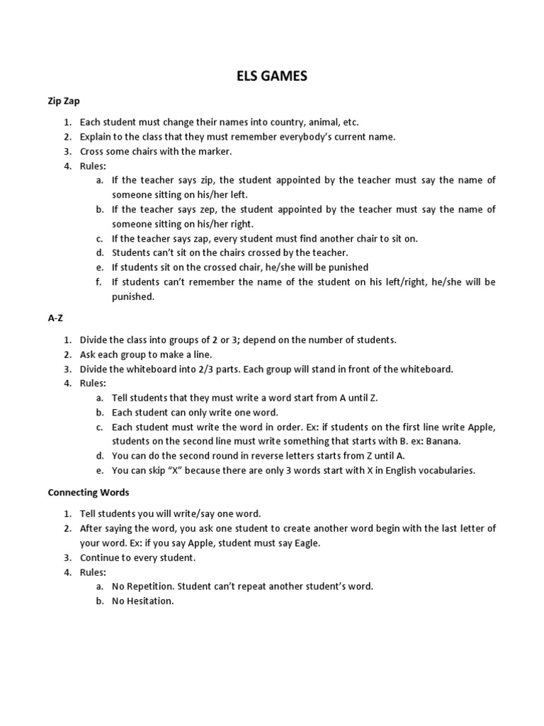 Els Games: Zip Zap | PDF | Clock | Grammar