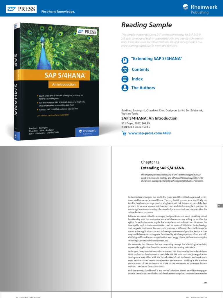 Reading Sample: "Extending SAP S/4HANA" Index The Authors | PDF | Sap Se | Cloud Computing